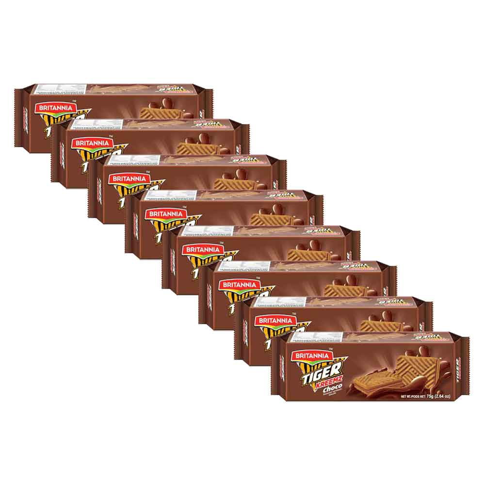 Britannia Tiger Kreemz Chocolate Biscuits 2.64oz (75g) - Pack of 8 ...