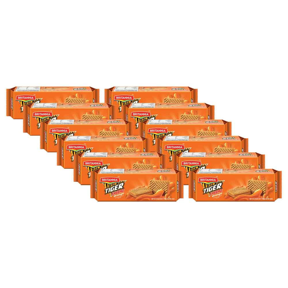 Britannia Tiger Kreemz Orange Biscuits 2.64oz (75g) - Pack of 12 ...