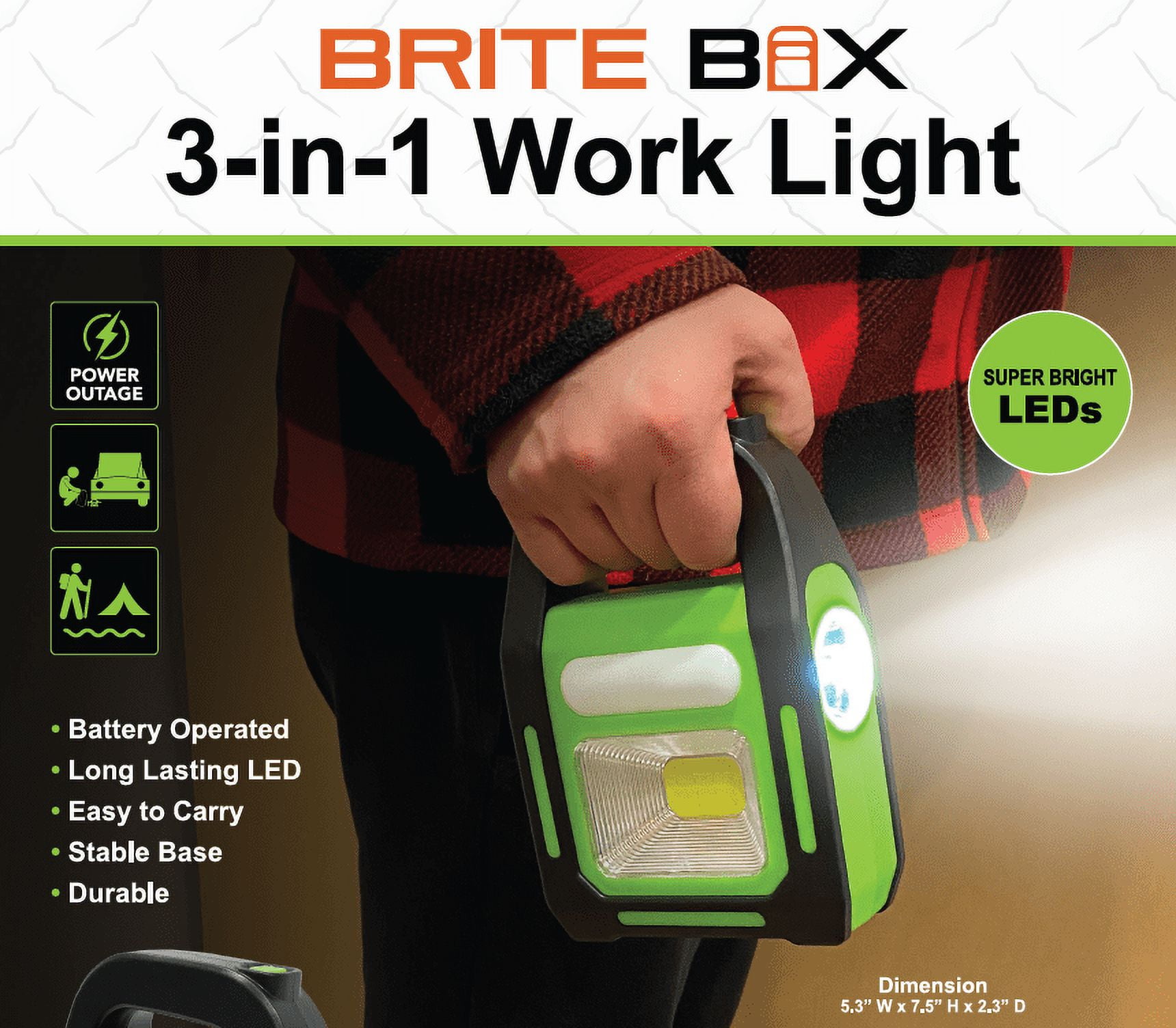 Brite Box - 3-in-1 Work Light - Battery Operated, Long Lasting LED ...