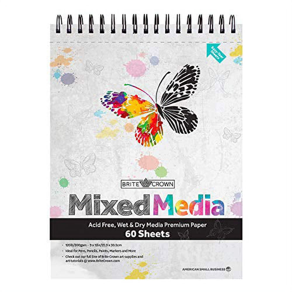 Brite Crown Mixed Media Sketch Pad 1-Pack (60 Sheets) - 9x12Sketch Book ...