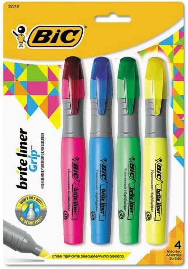 Brite Liner Grip Highlighter, Chisel Tip, Assorted Colors, 4/Set ...