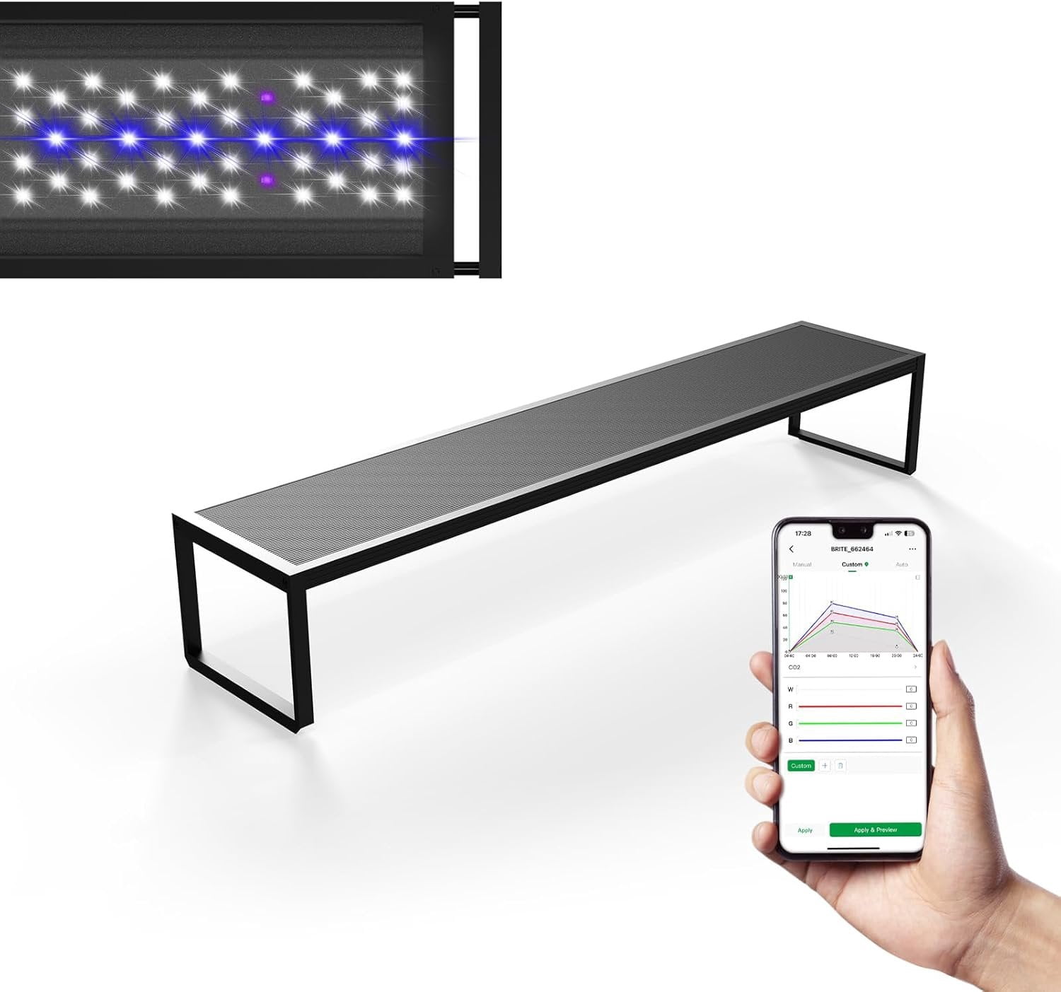 Brite Series Auto Aquarium LED Light with App-Controlled RGB+W LEDs ...