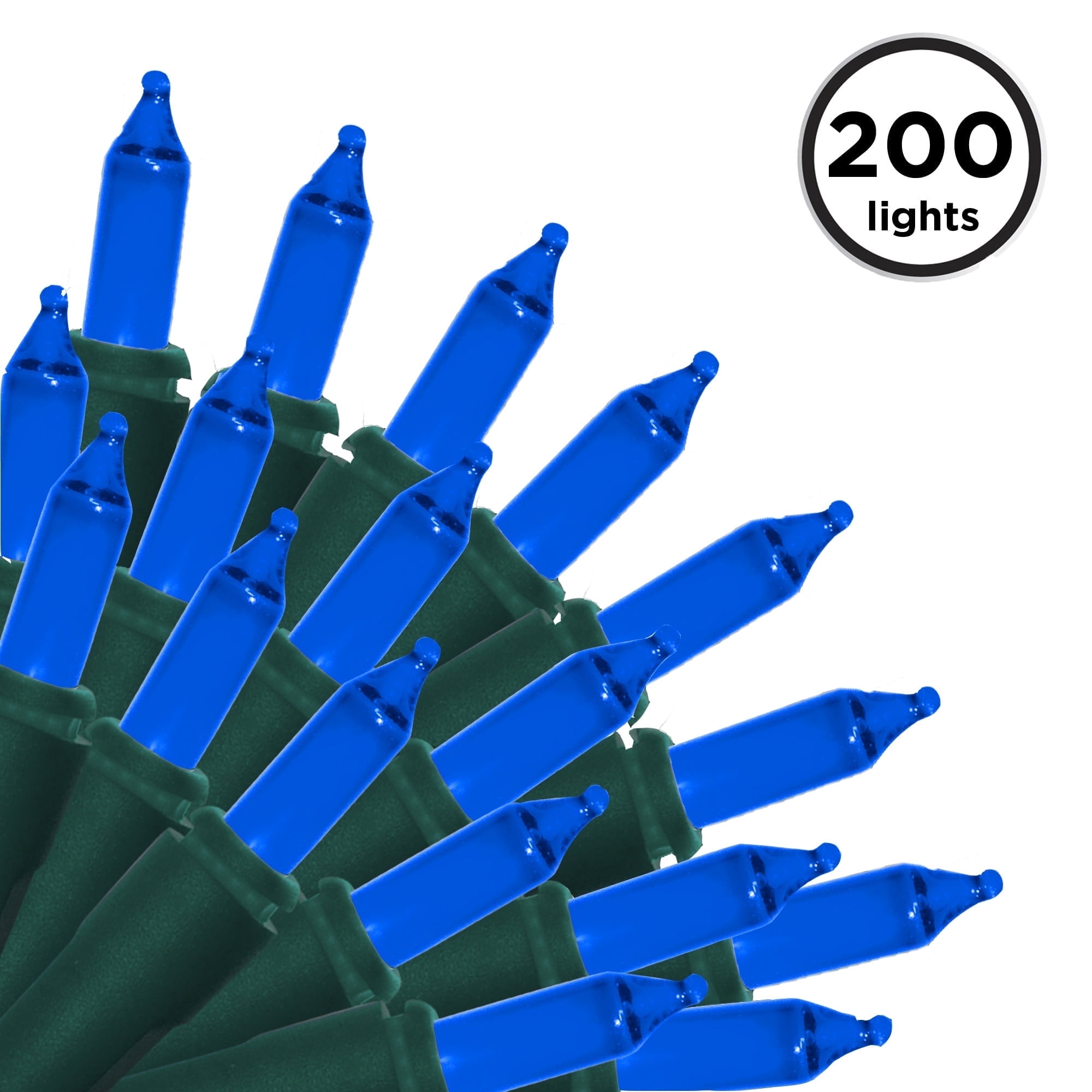 Brite Star 100 Count Mini String Christmas Lights, Blue, 22 ft, Indoor ...