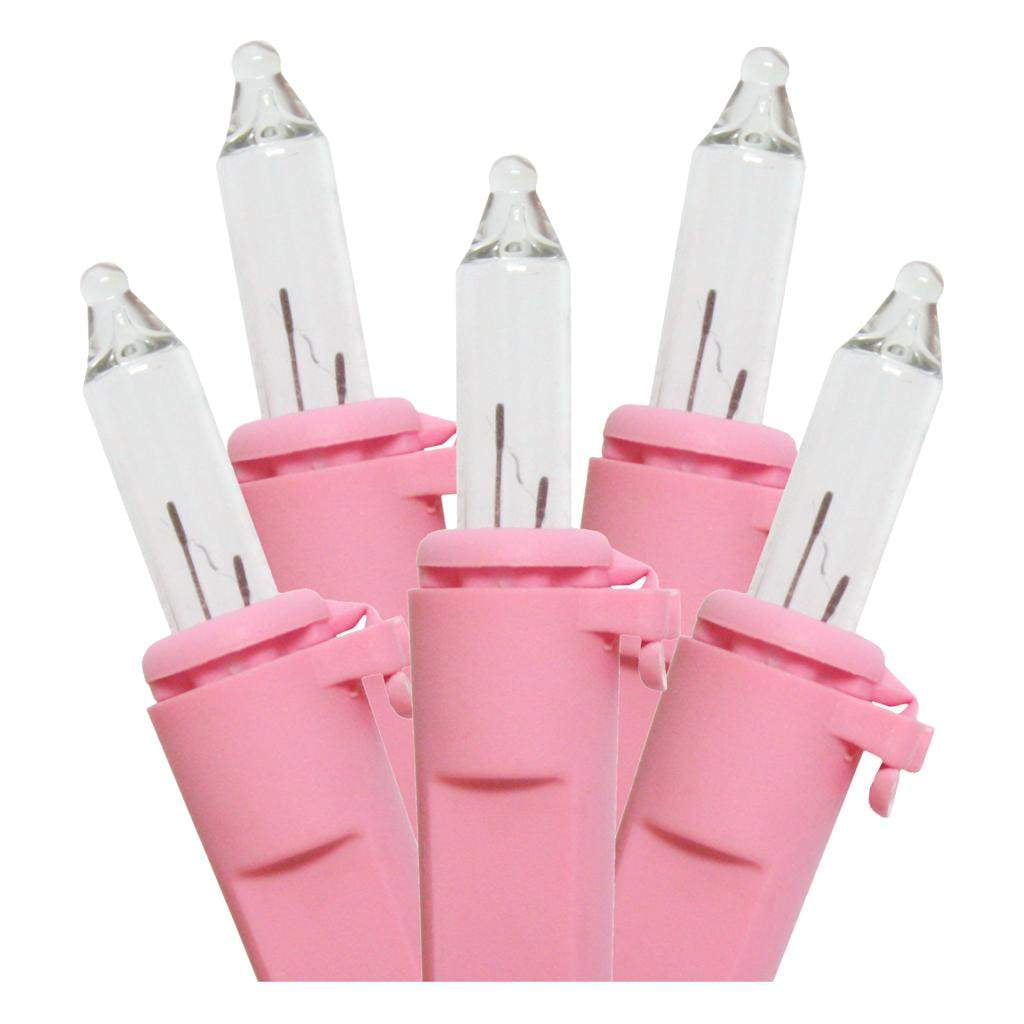 Brite Star 96826 - 50 Light Pink Wire Clear Miniature Light Christmas ...