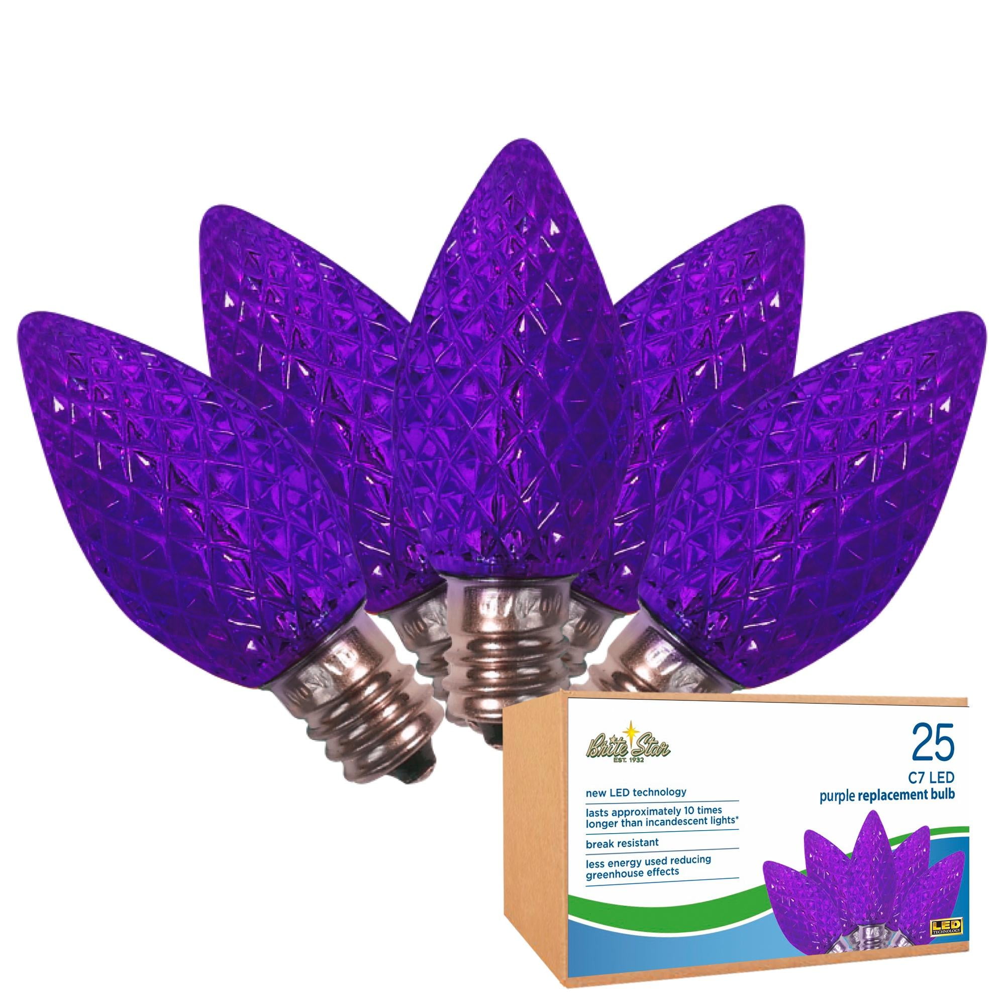 Brite Star LED C7 Replacement Bulbs - Purple 25-Pack, Energy Efficient ...