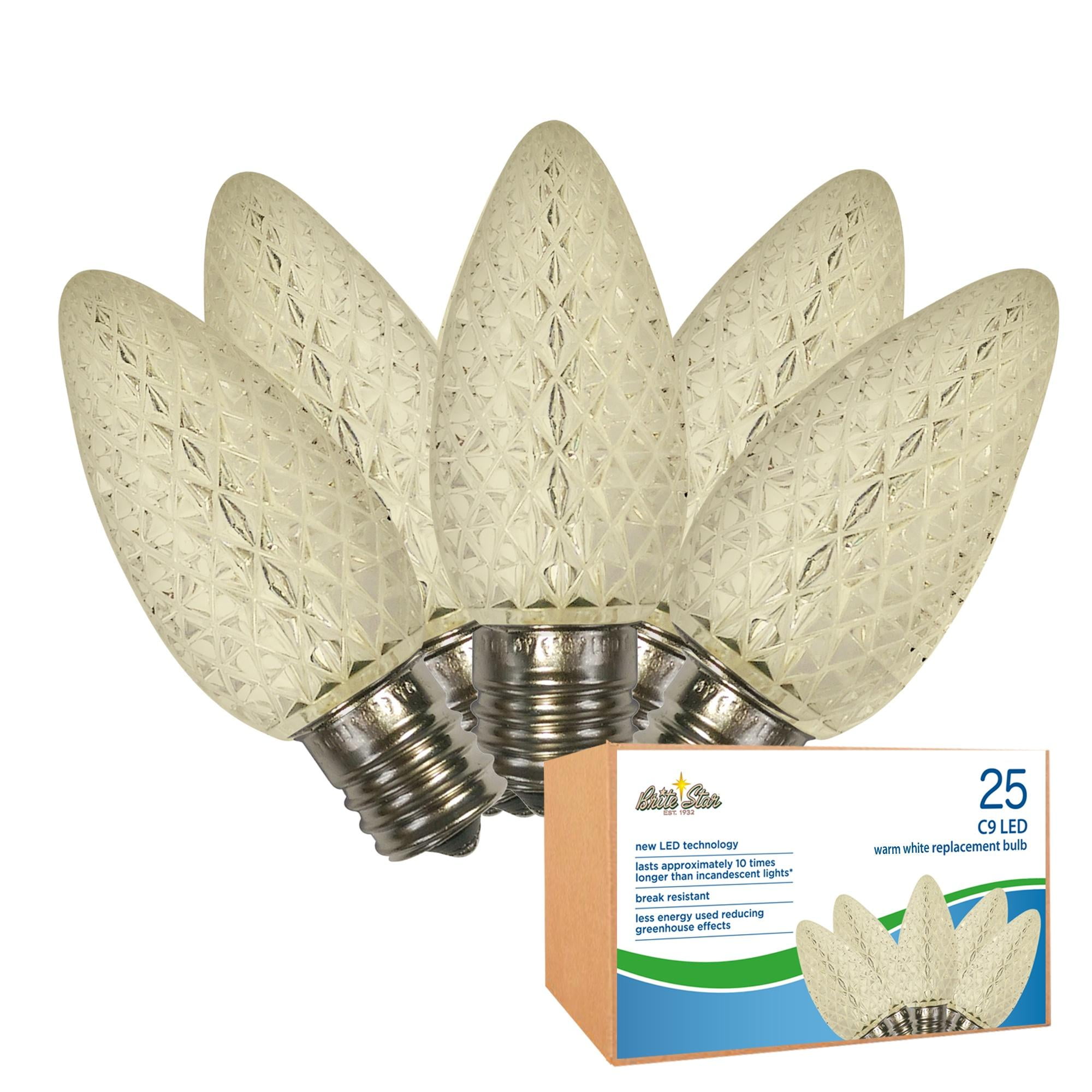 Brite Star LED C9 Replacement Bulbs - Warm White 25-Pack, Energy ...