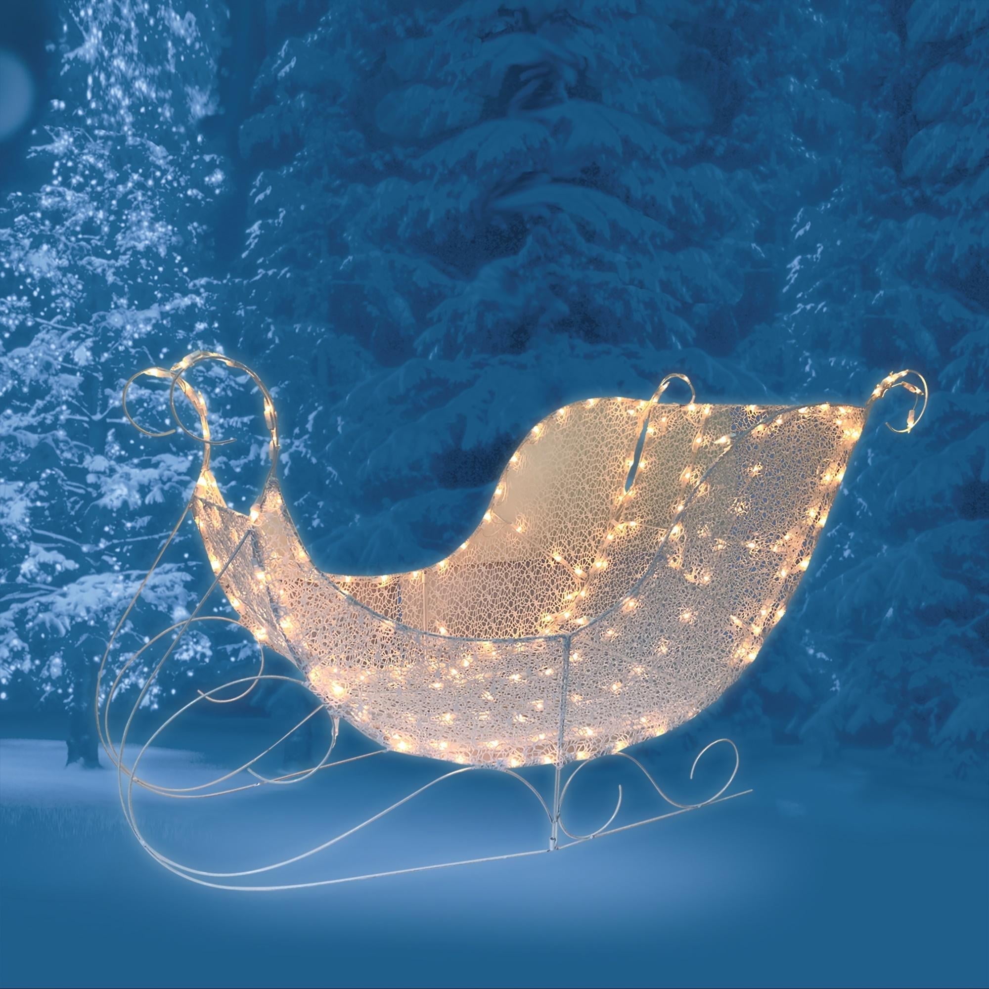 Brite Star Santa Gold Sleigh 48 inch tall Christmas Outdoor Decorations ...