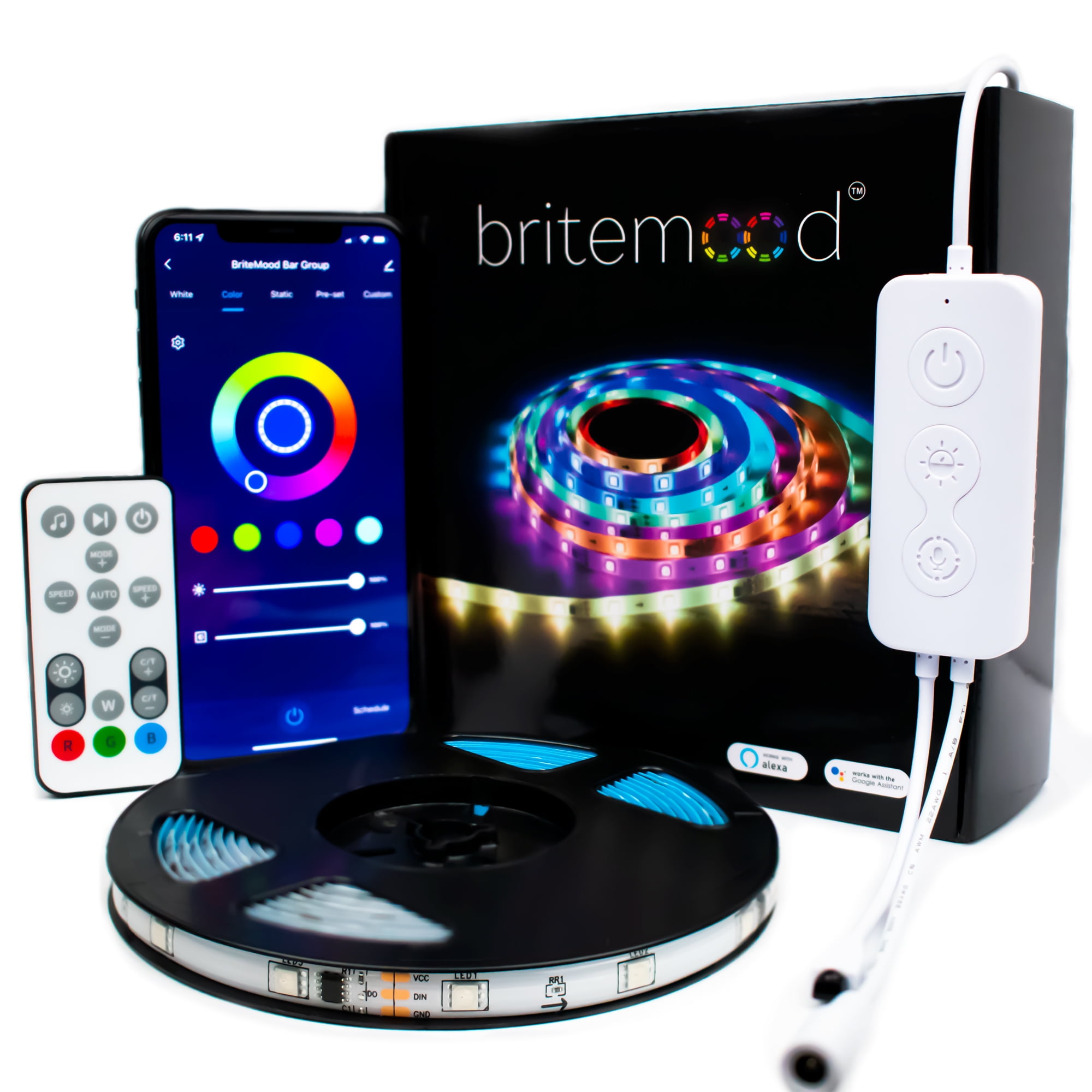 Britemood RGBIC Pro LED Strip Lights, 16.4ft Addressable Smart LED ...