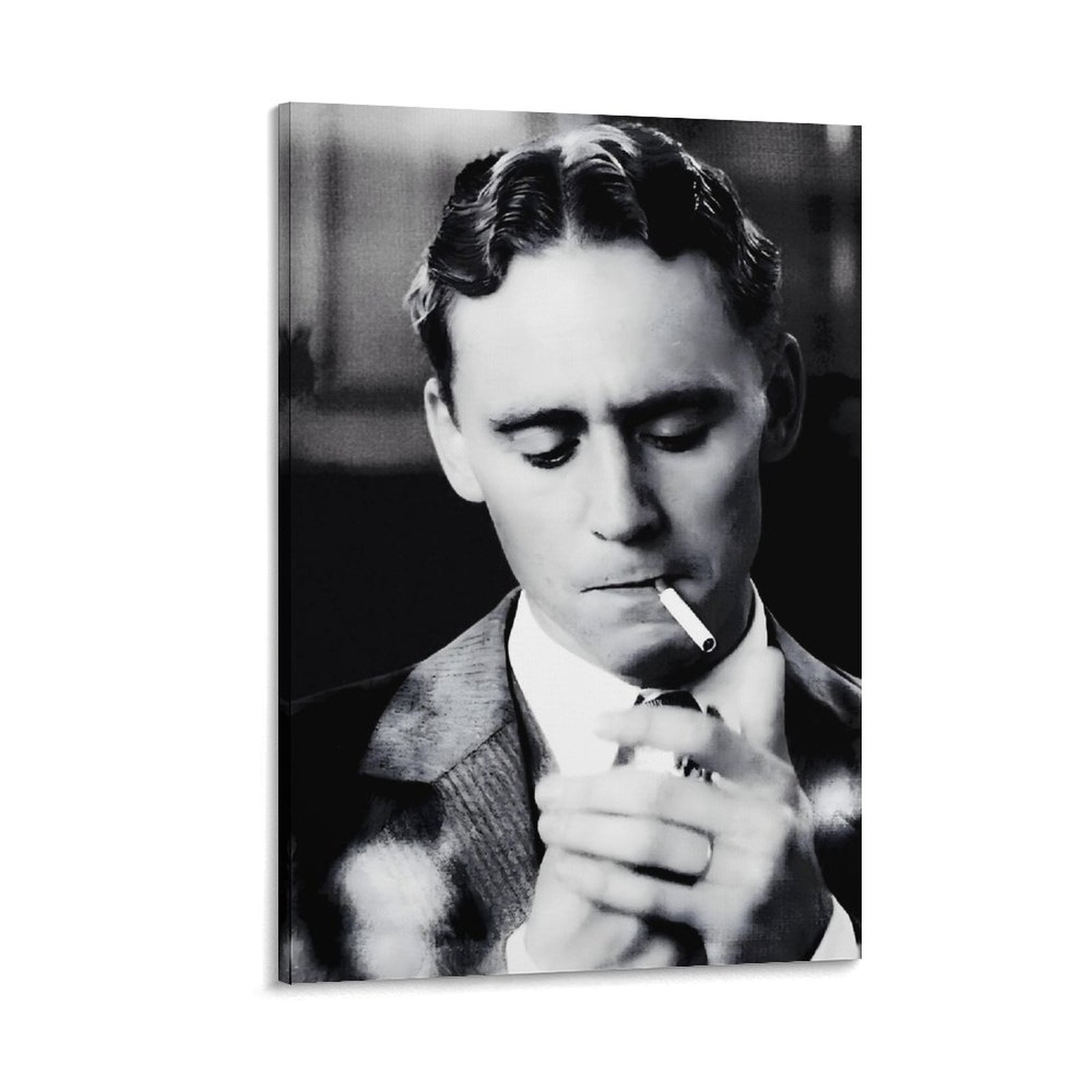British Actor Tom Hiddleston Black And White Art Poster (11) Home Decor ...