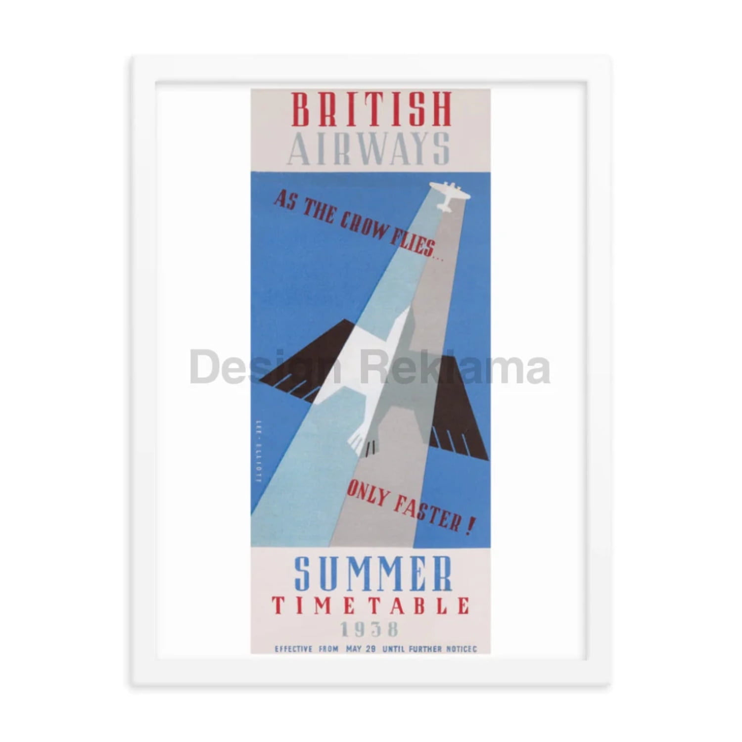 British Airways Timetable, Summer 1938.Designed by Lee-Elliott. Framed ...