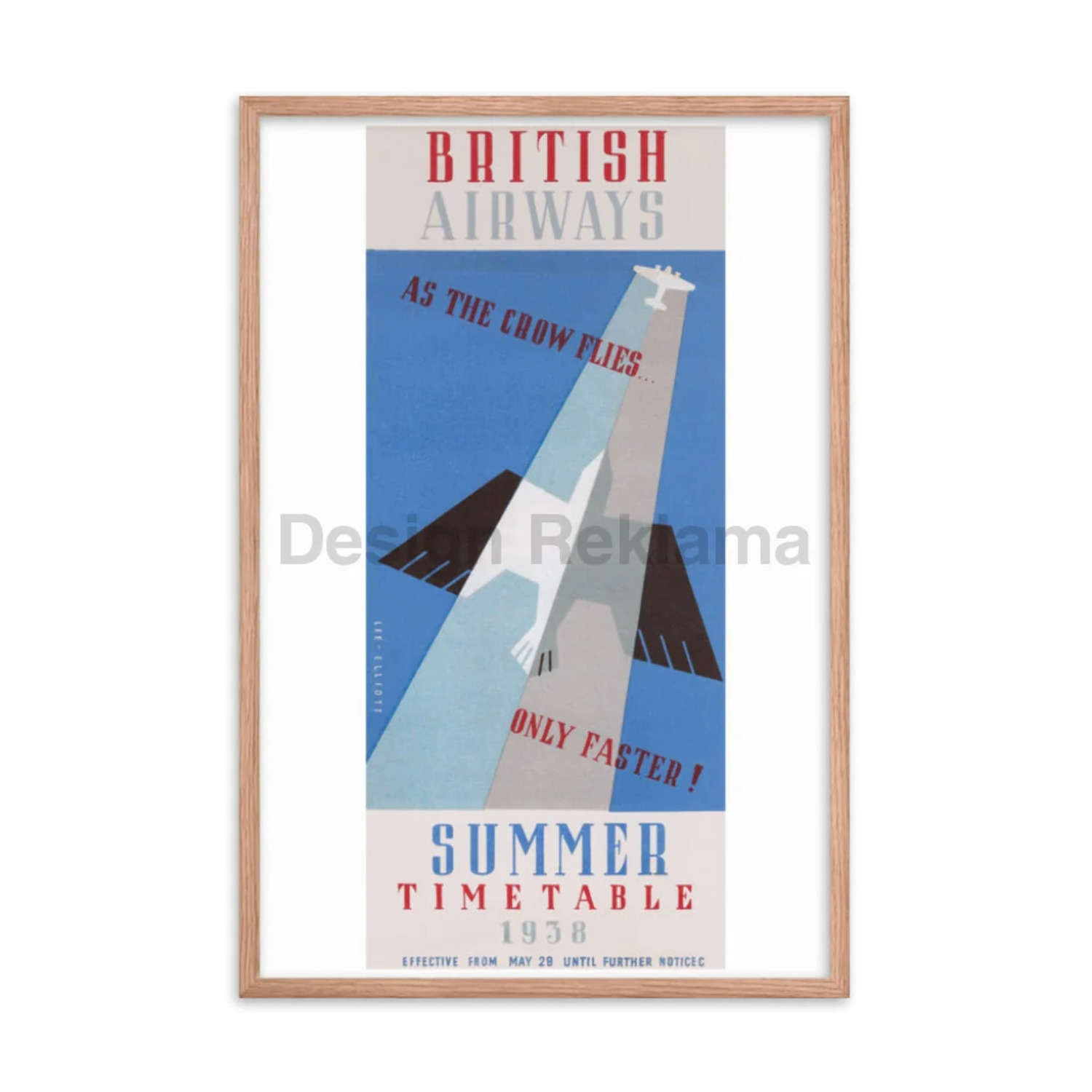 British Airways Timetable, Summer 1938.Designed by Lee-Elliott. Framed ...