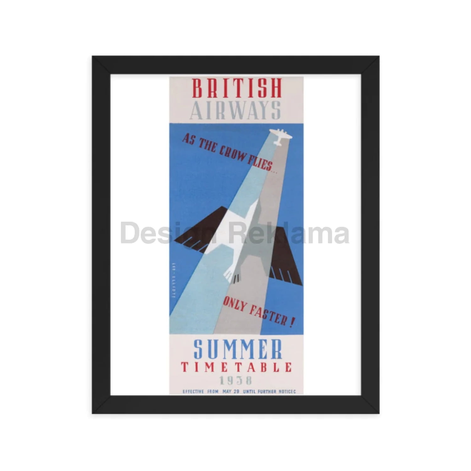 British Airways Timetable, Summer 1938.Designed by Lee-Elliott. Framed ...