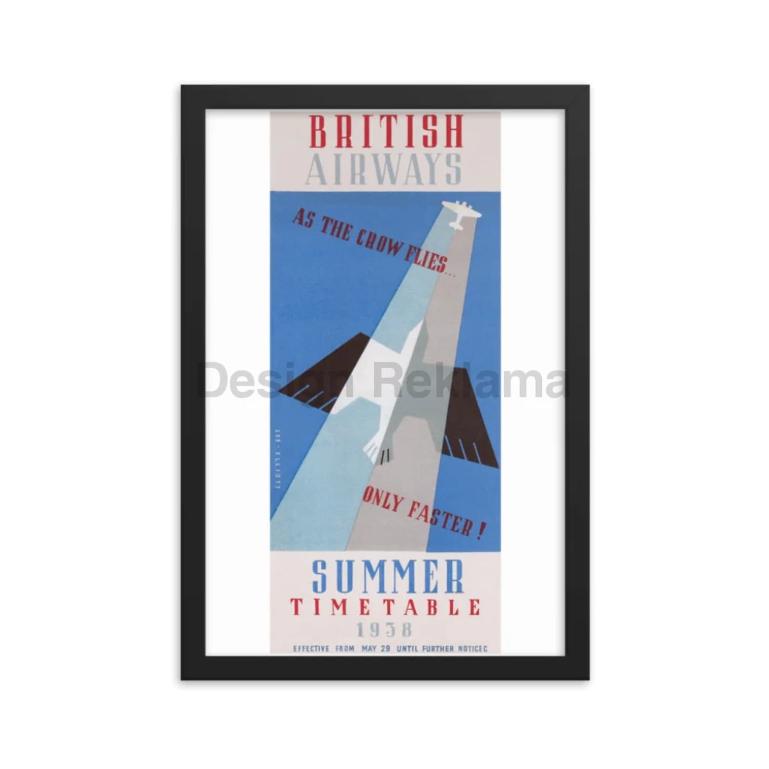 British Airways Timetable, Summer 1938.Designed by Lee-Elliott. Framed ...