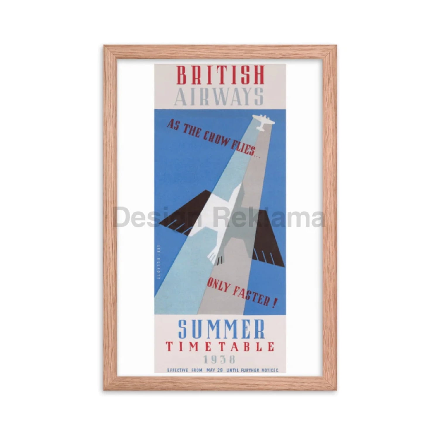 British Airways Timetable, Summer 1938.Designed by Lee-Elliott. Framed ...