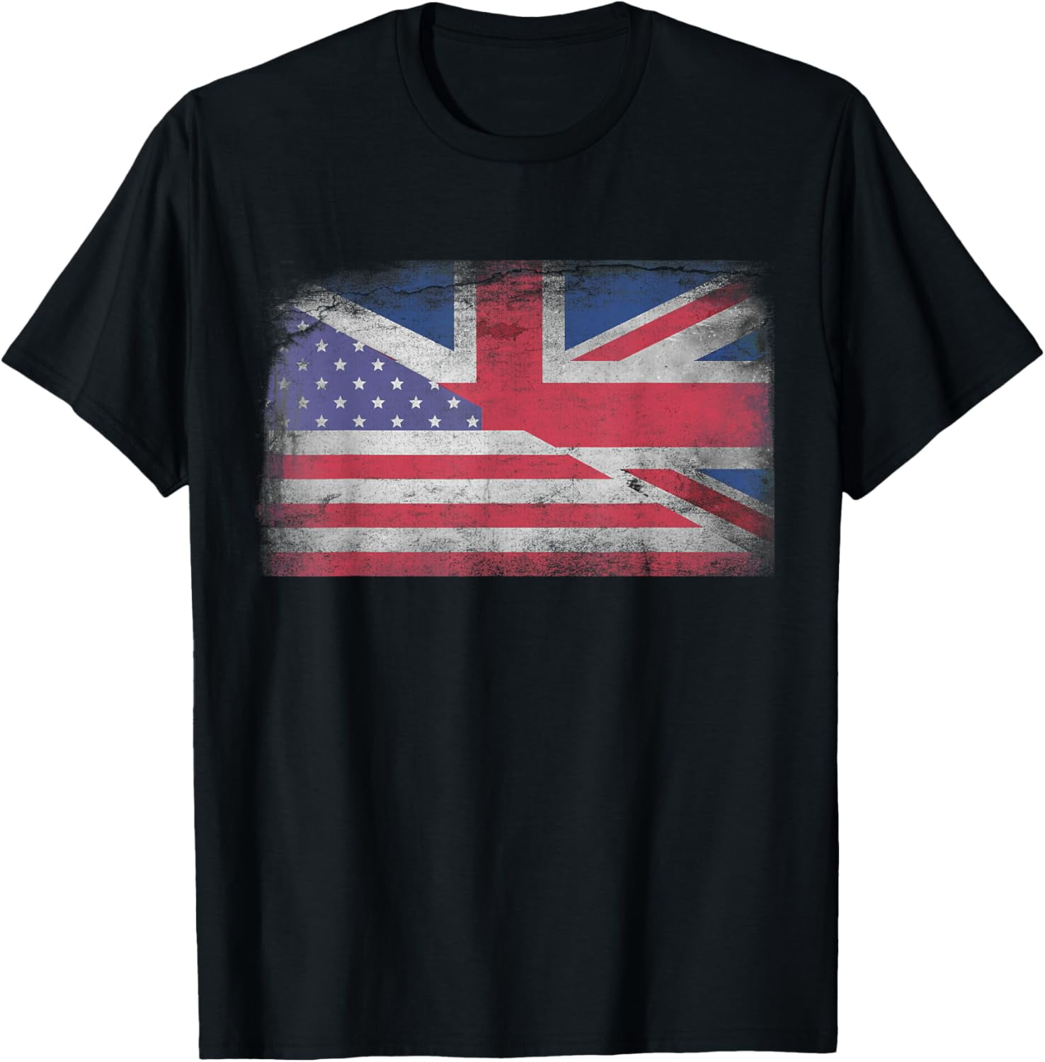 British American Flag Great Britain Union half Jack T-Shirt men and ...
