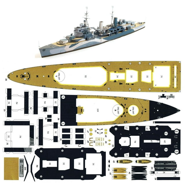 British Belfast Light Cruiser Paper Model Kit 1:400 Scale DIY Assembly ...