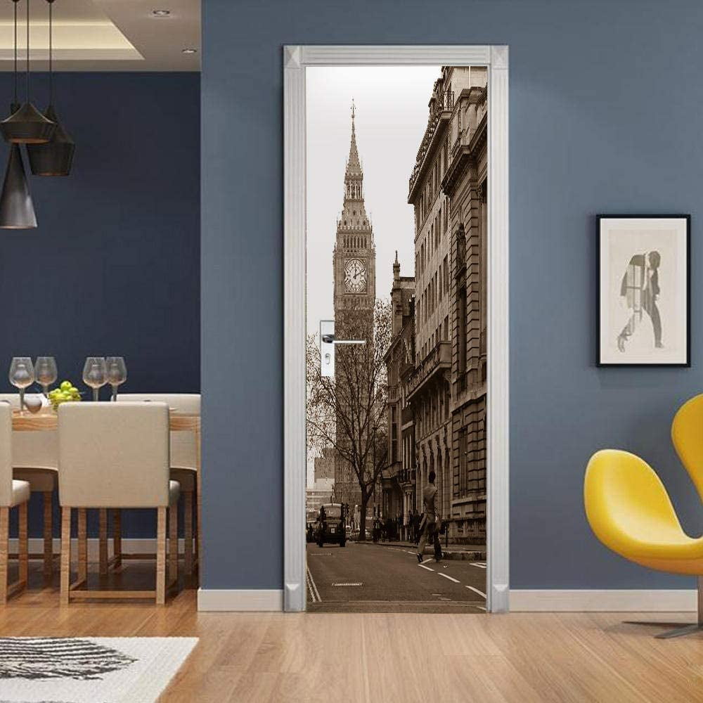 British Big Ben Door Sticker Cityscape At Night Decal Removable Urban ...