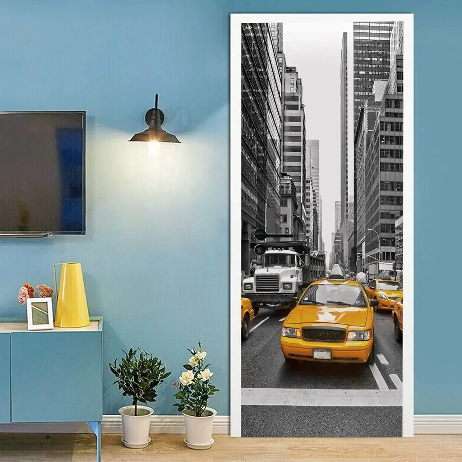 British Big Ben Door Sticker Cityscape At Night Decal Removable Urban Architecture Mural Poster ...