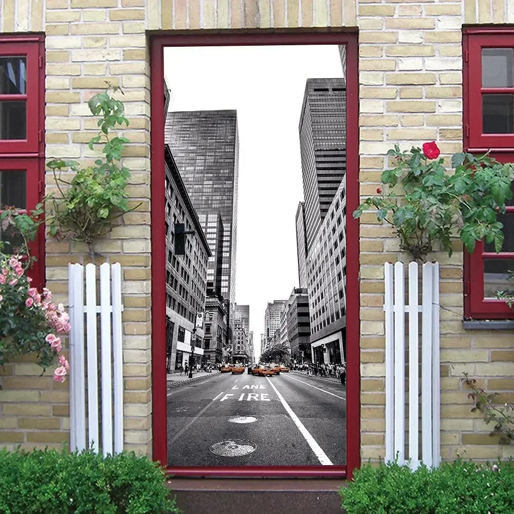 British Big Ben Door Sticker Cityscape At Night Decal Removable Urban Architecture Mural Poster ...