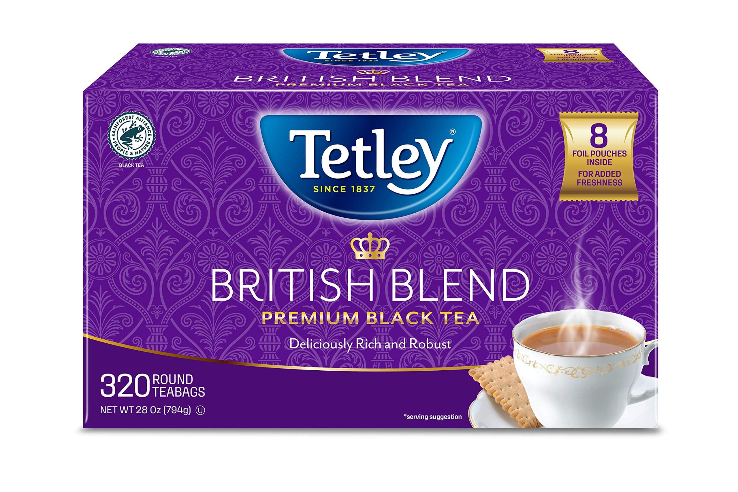 Tetley British Blend Premium Black Tea, GJM1 320 Teabags, Rainforest ...