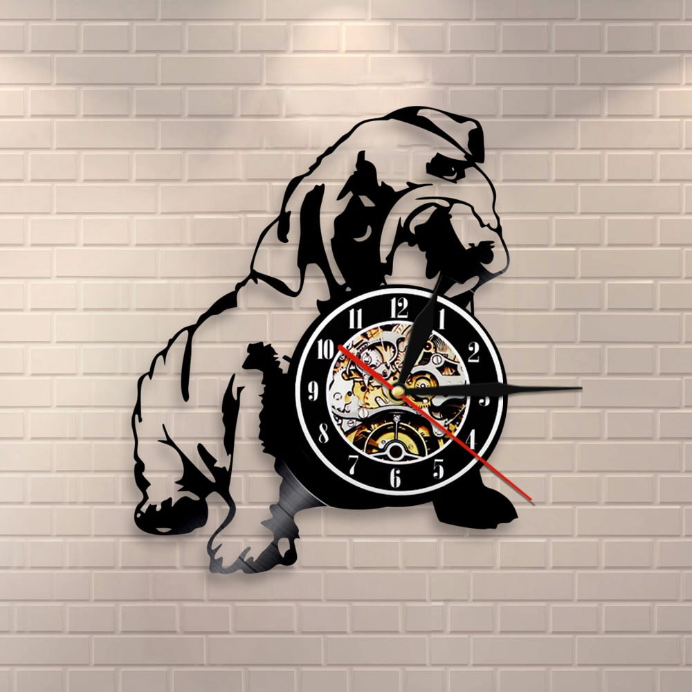 British Bulldog Wall Clock Bulldogge Vinyl Record Wall Clock Puppy Dog ...