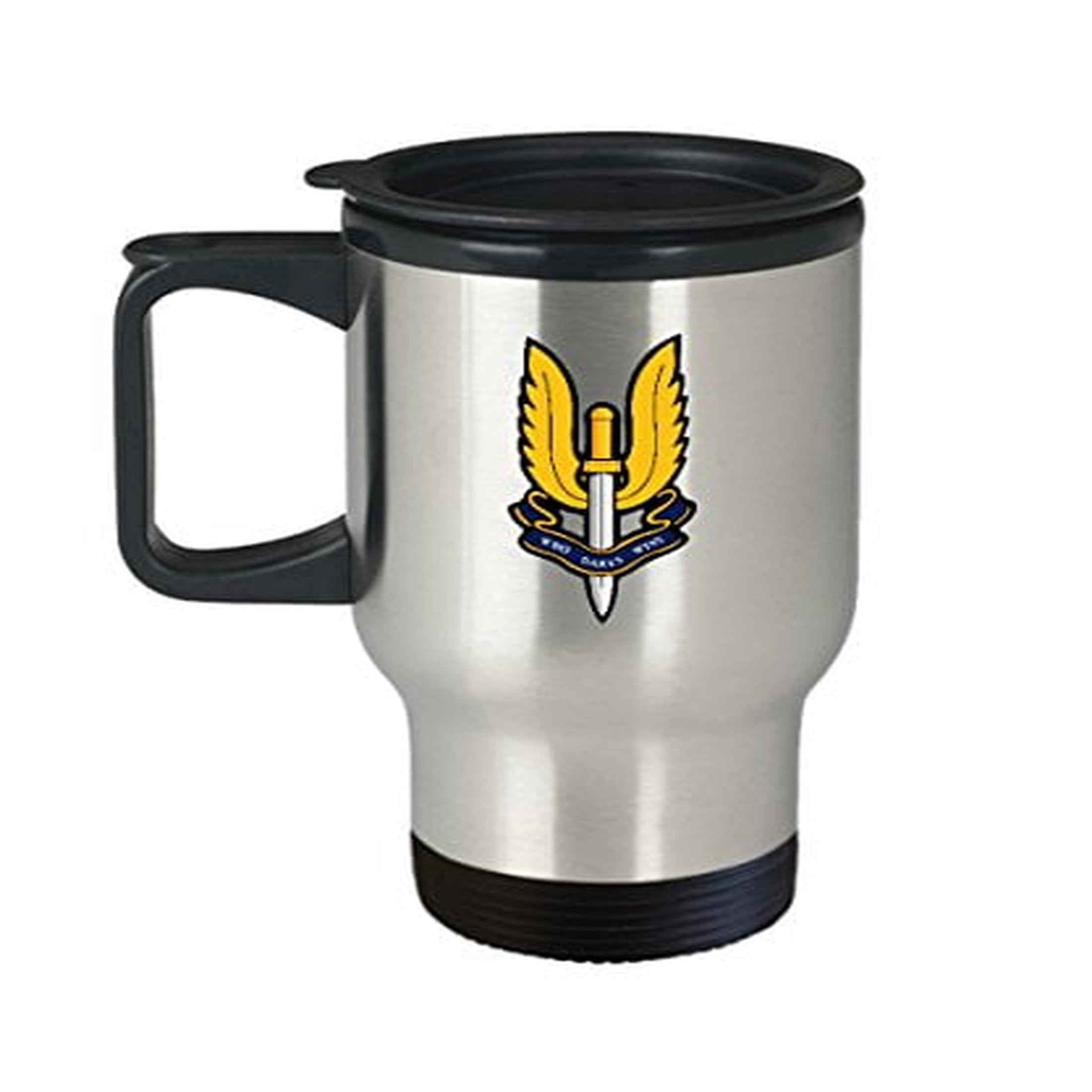 British Coffee Travel Mug - Who Dares Wins - Sword Gifts -14 Oz ...