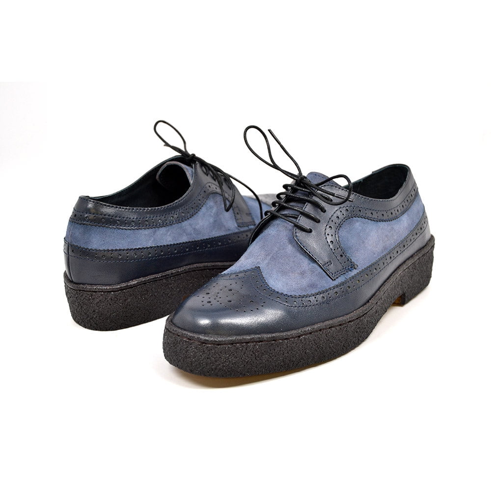 British Collection Two Tone Wingtip Low Cut Navy Combo Shoes - Walmart.com
