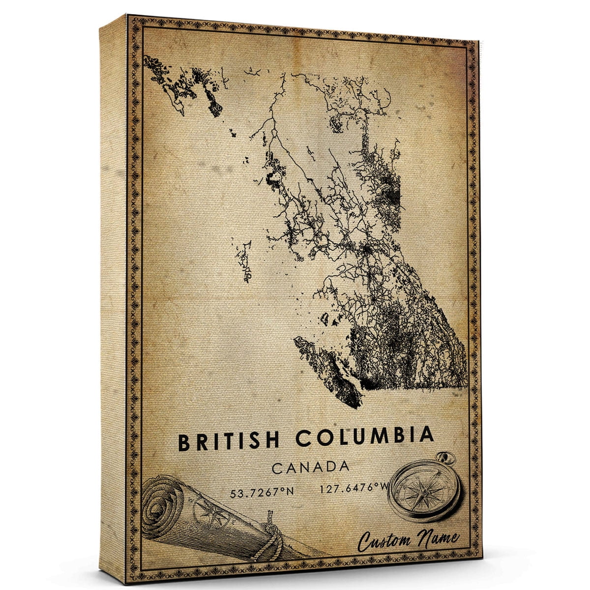 British Columbia Map Poster, Canada Map Art Poster, Canvas, British ...