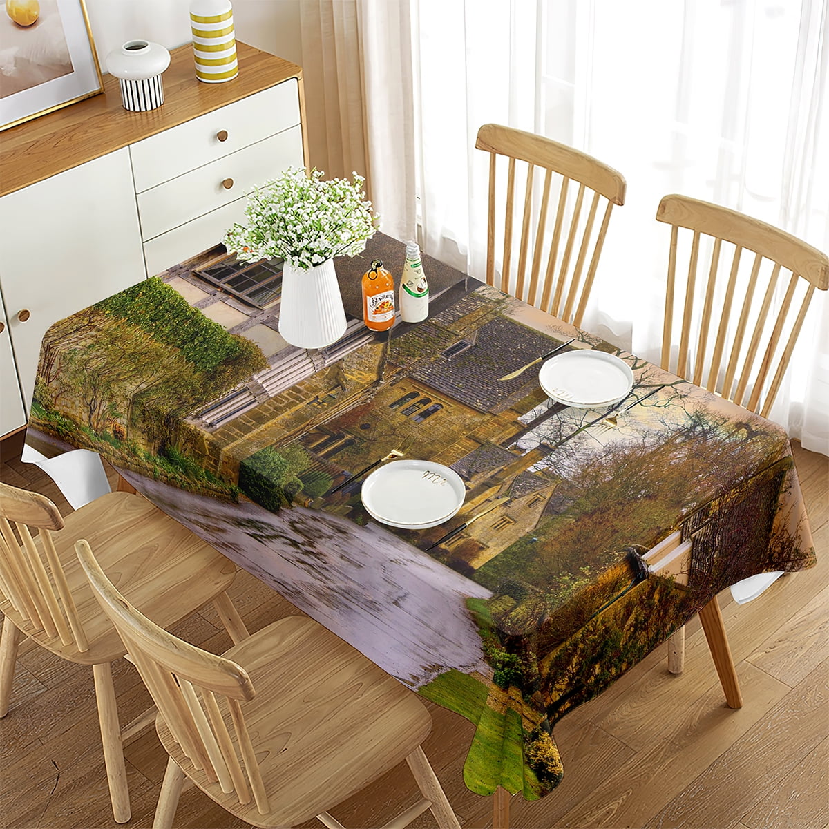 British Country Town Tablecloth British Style Building Rectangle Table ...