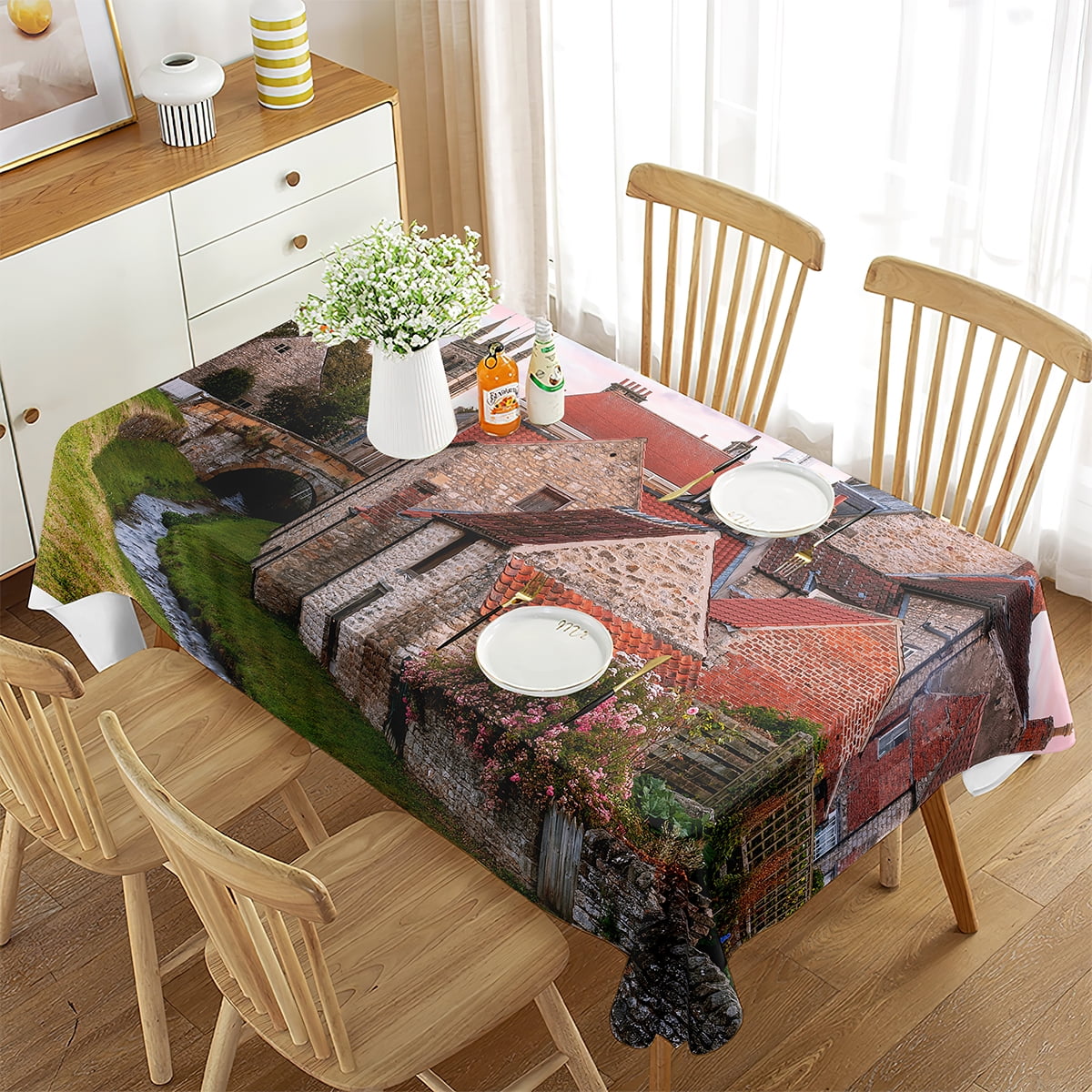 British Country Town Tablecloth British Style Building Rectangle Table ...