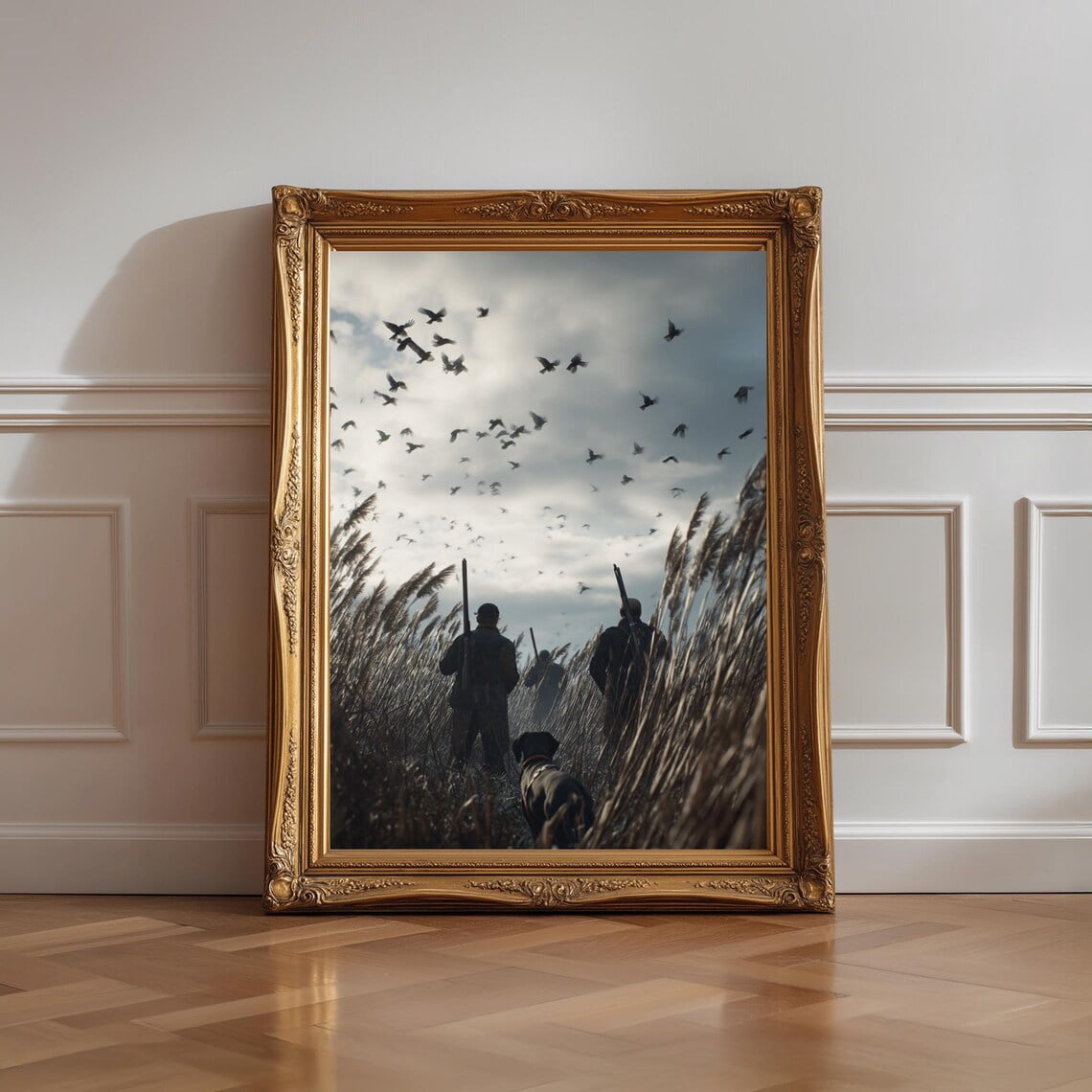British Countryside Hunting Vintage Dog Pheasant Beaters Graphic Poster ...