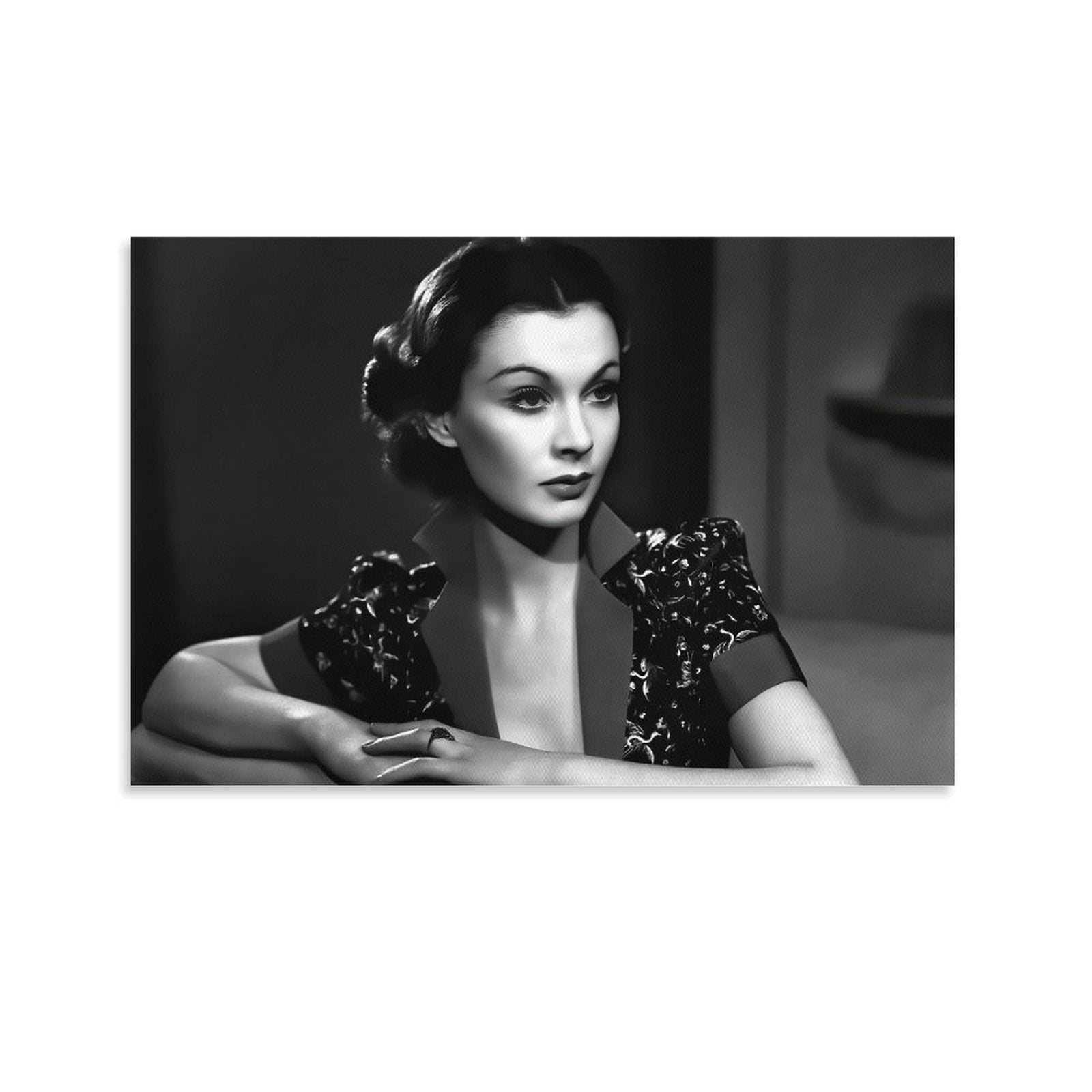 British Film Actresses Vivien Leigh Black And White Retro Poster Print Photo Art Painting Canvas ...