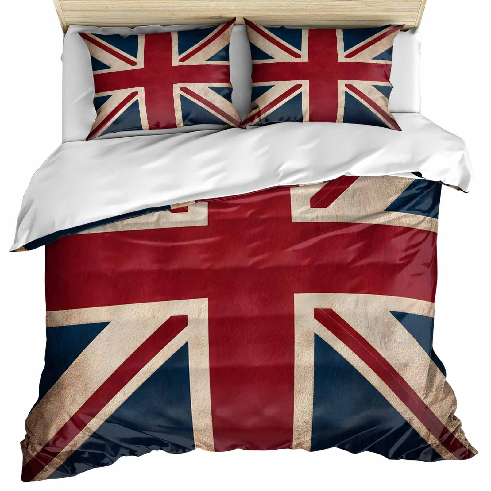 British Flag Bedding 3 Piece Duvet Cover Set Full Size, Vintage United ...