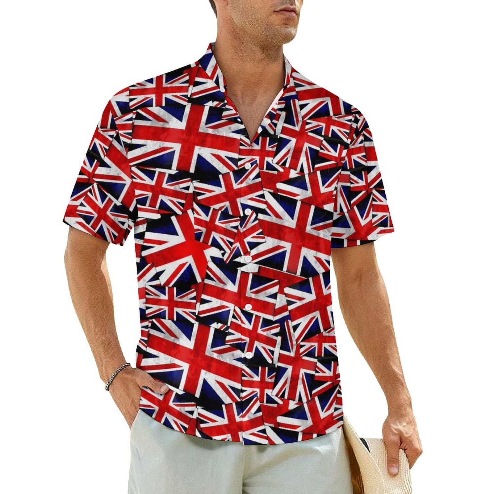 British Flag Casual Shirt UK Flag 3D Classic Hawaiian Shirts Men Short ...
