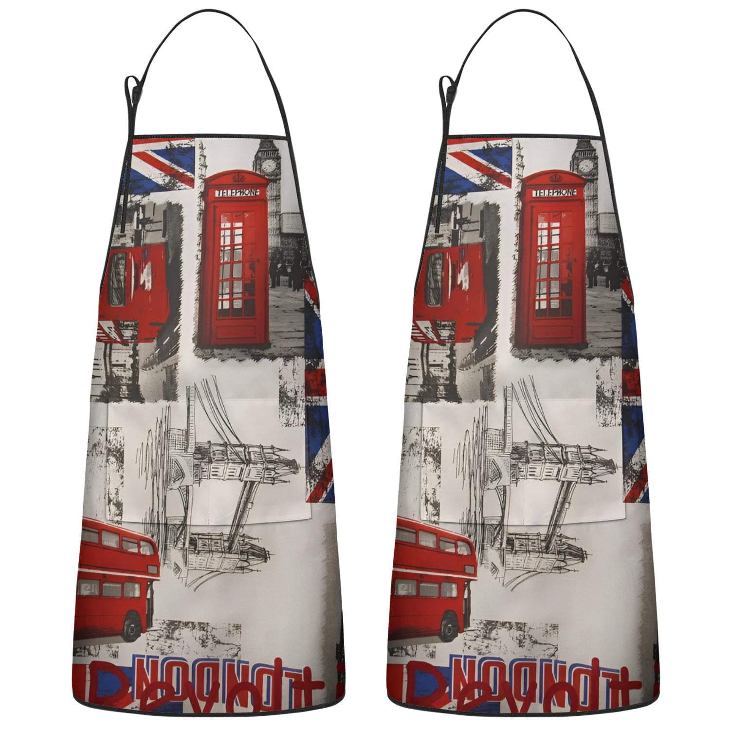 British Flag Couple Aprons with Pocket Extra Long Aprons Waterproof Bib ...