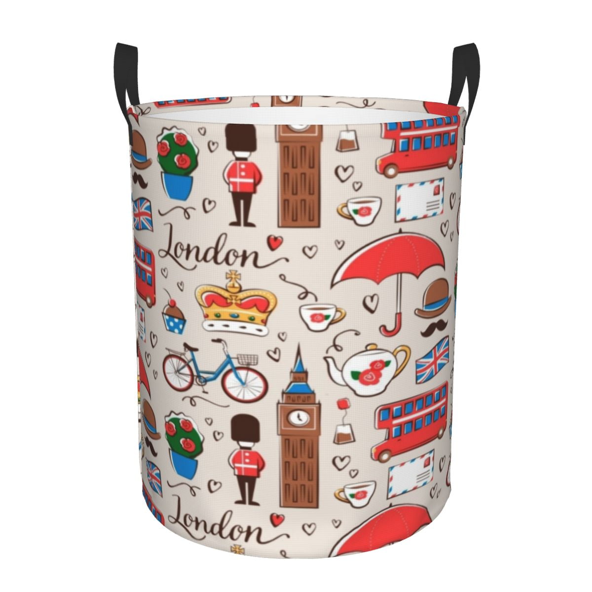 British Flag London Red Bus Car Logo Laundry Basket Foldable Clothes ...