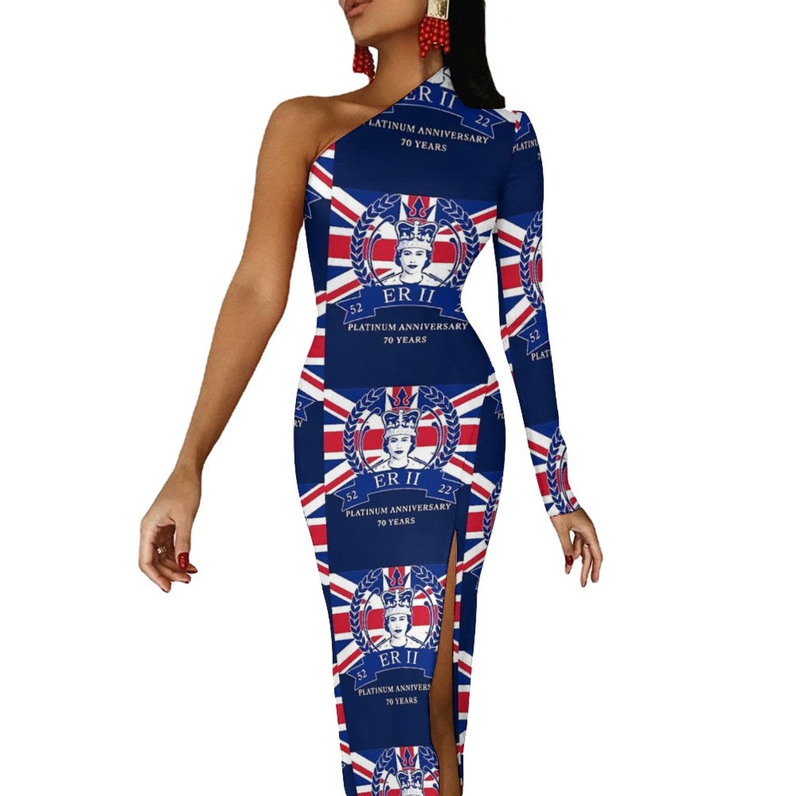 British Flag Maxi Dress One Shoulder Abstract Flags Street Wear Bodycon ...