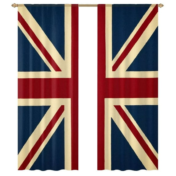 British Flag Print Rug Tulle Curtains For Living Room Chiffon Sheer ...