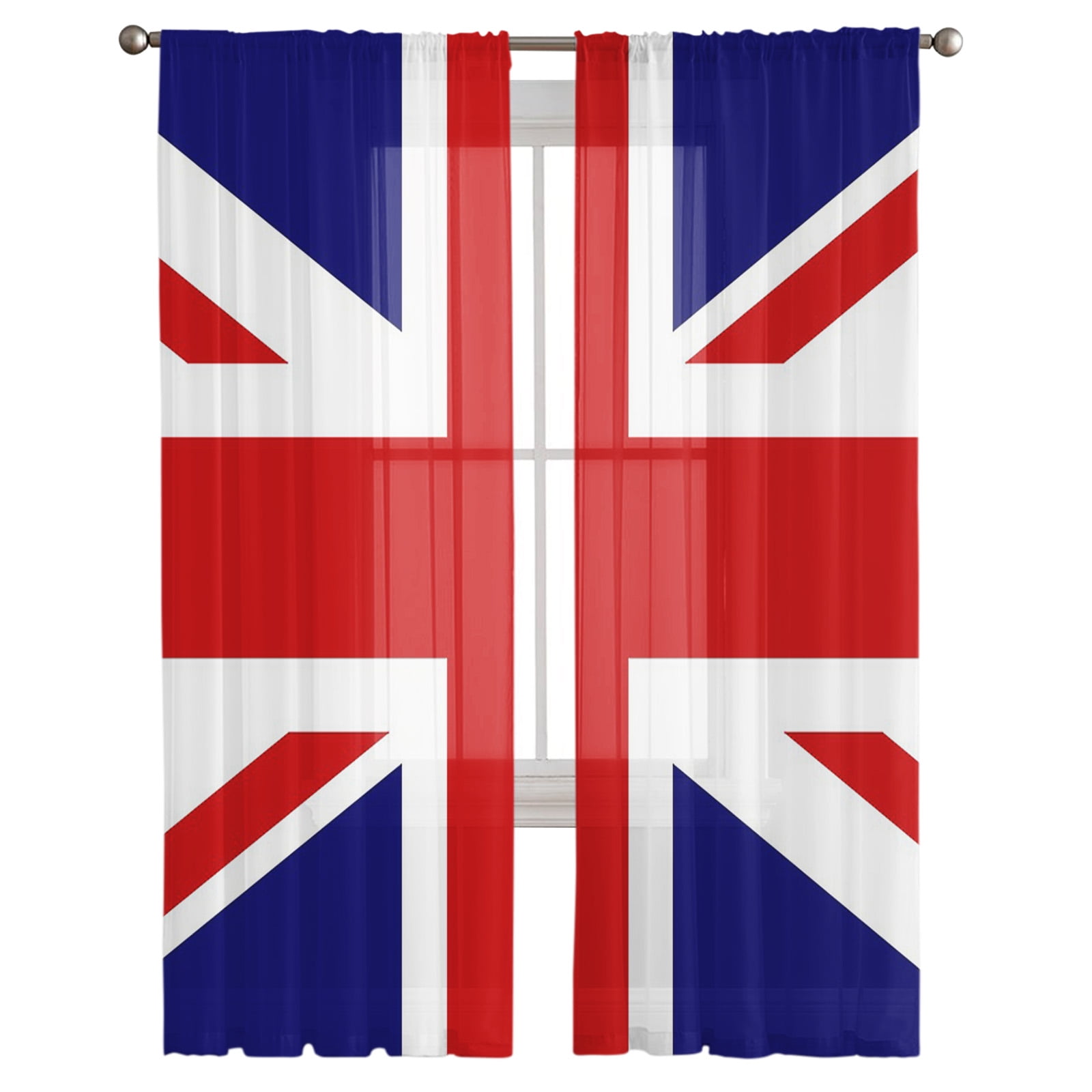British Flag Sheer Curtain for Living Room Bedroom Voile Drape Kitchen ...