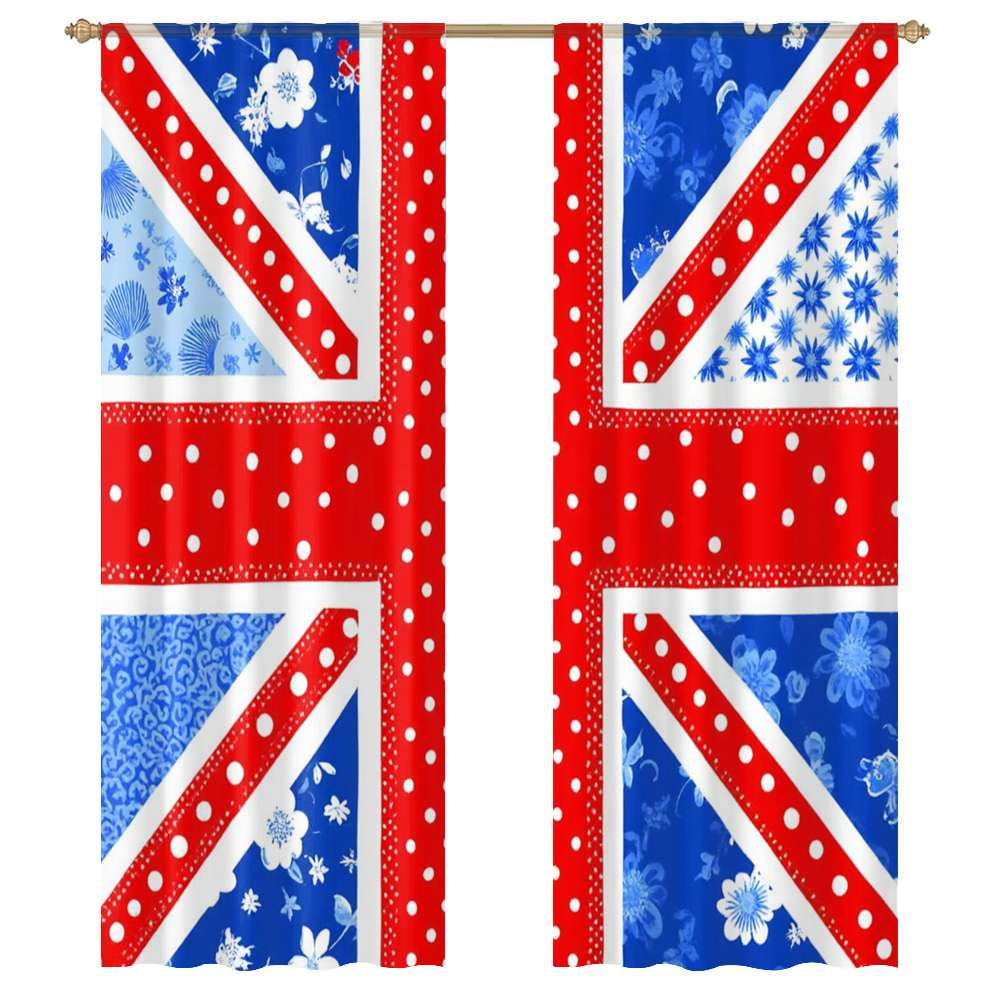 British Flag With Patterned Quilt Design Tulle Curtains For Living Room ...