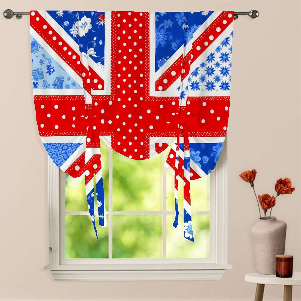 British Flag With Patterned Quilt Design Window Curtain for Living Room ...