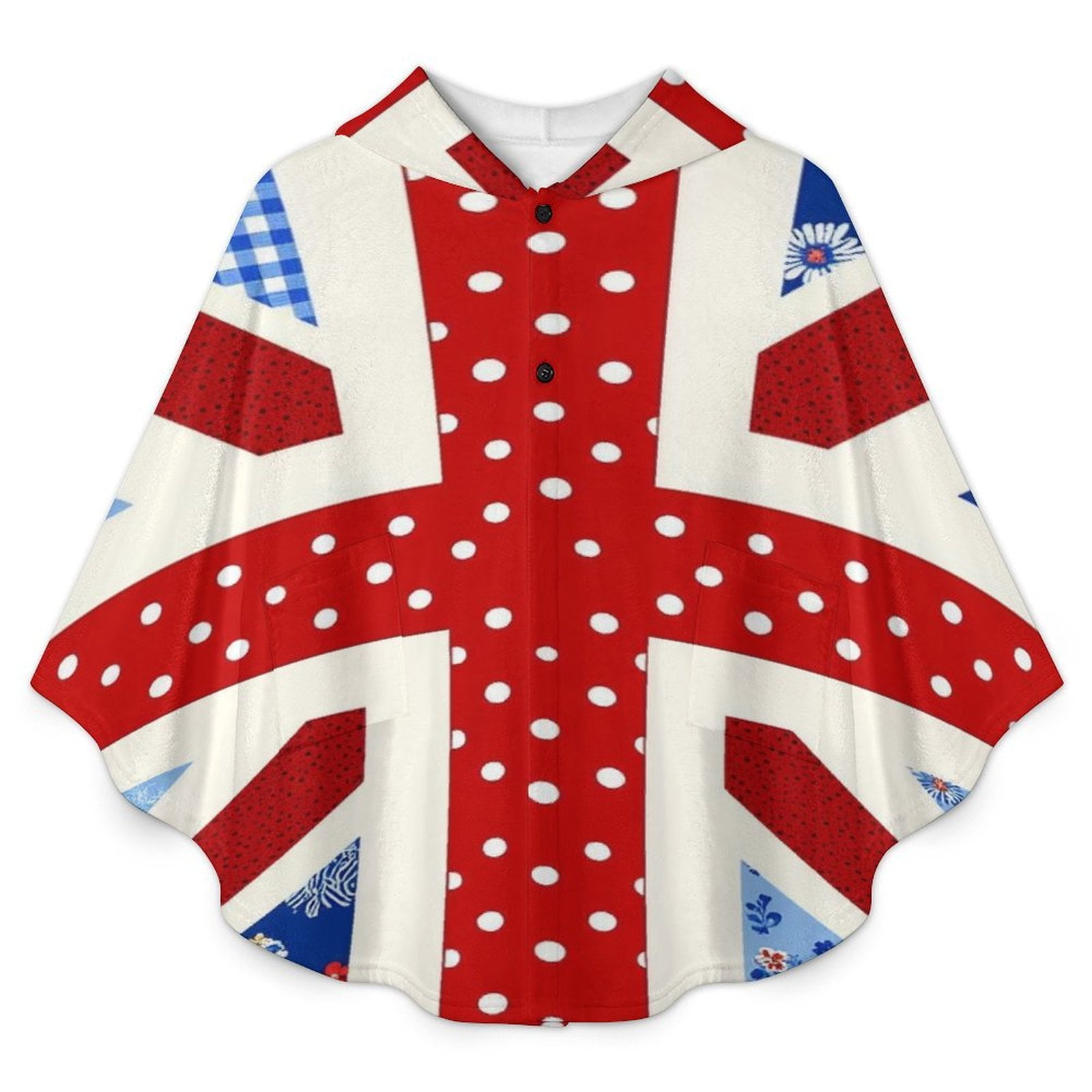 British Flag with Patterned Quilt Design Blanket Oversized Wearable ...