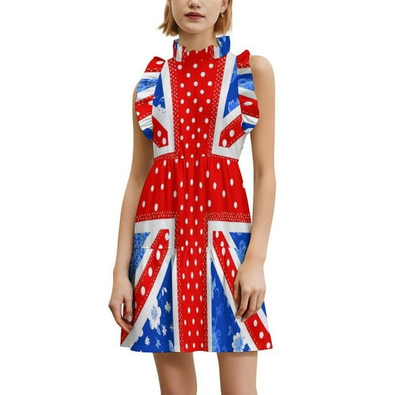 British Flag with Patterned Quilt Design Women's Fashion Casual Dress ...
