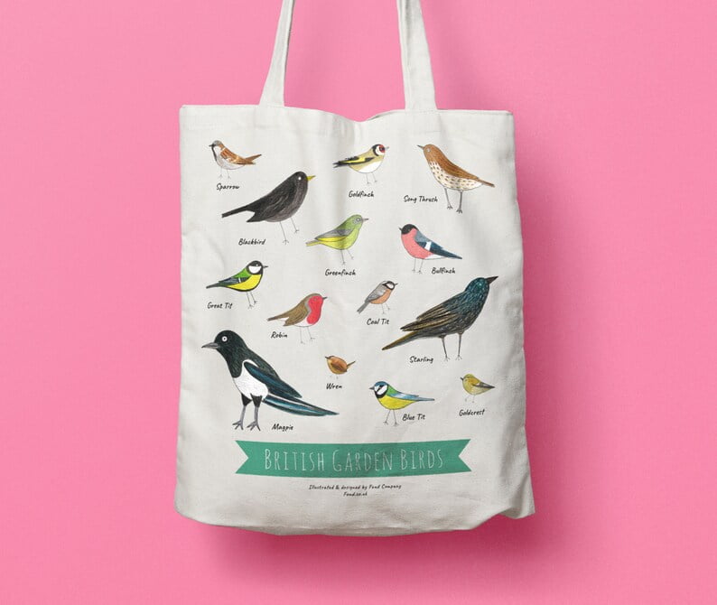 British Garden birds tote bag. Bird tote bag. Garden birds. Home decor ...