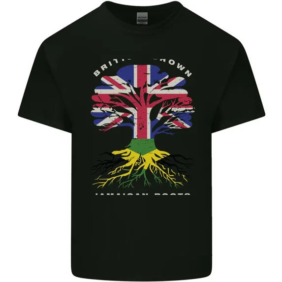 British Grown Jamaican Roots Jamaica Flag Pride Cotton Tee Shirt,for ...