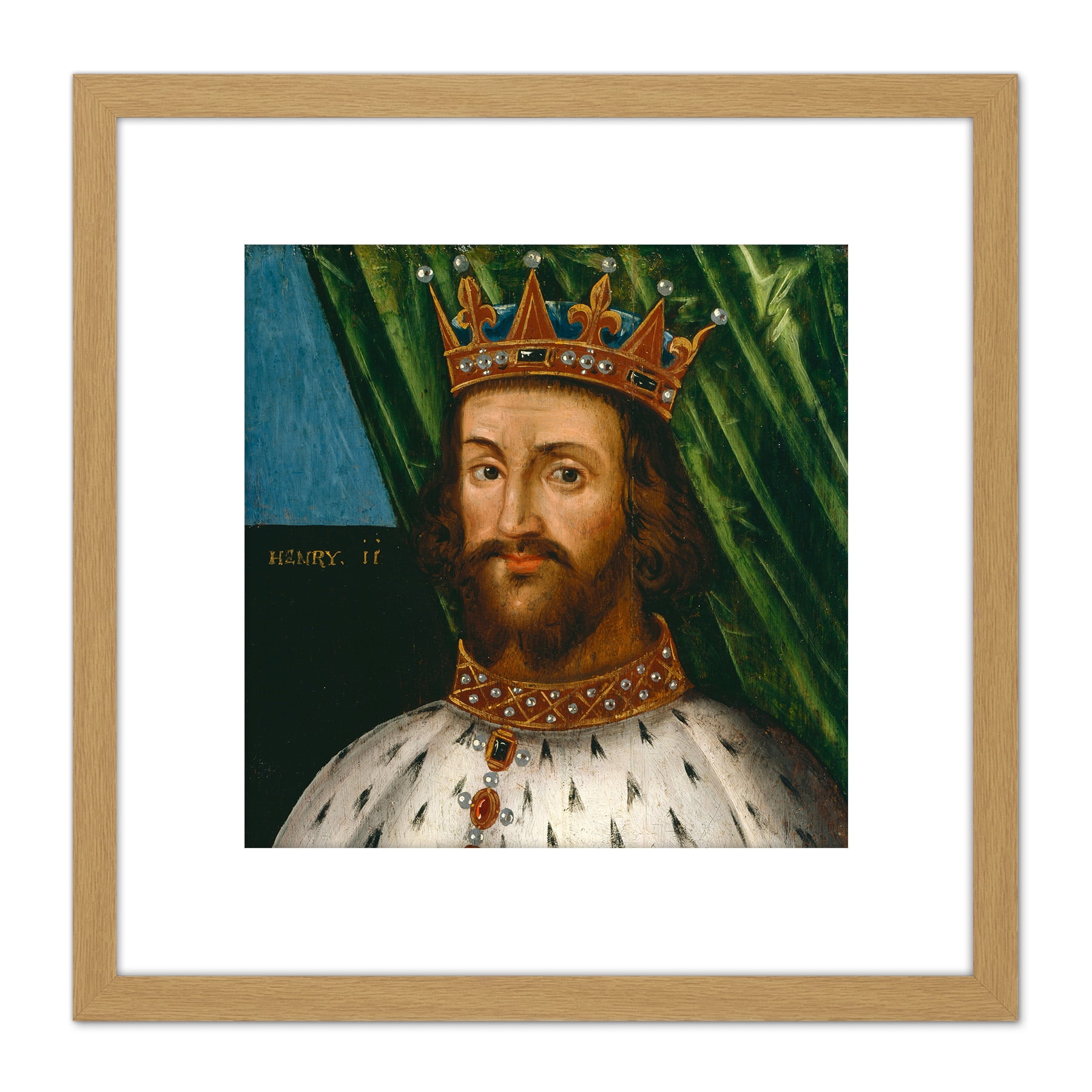 British Henry II King Portrait 8X8 Inch Square Wooden Framed Wall Art ...
