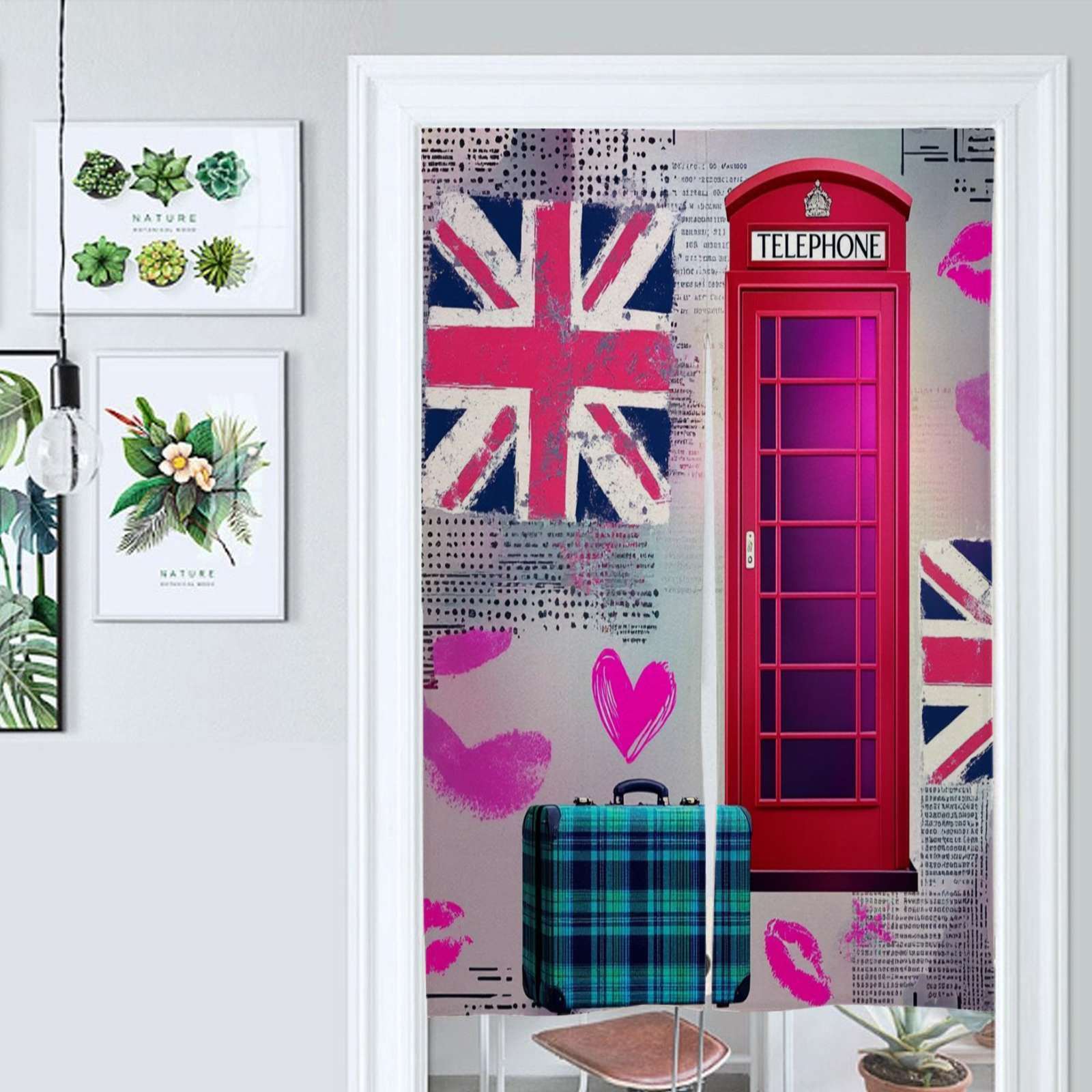 British Icons Grunge Pattern Door Curtain Nordic Living Room ...