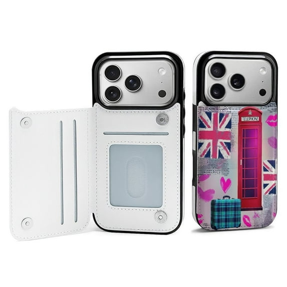 British Icons Grunge Pattern Leather Wallet Case for iPhone 11 Pro Max ...