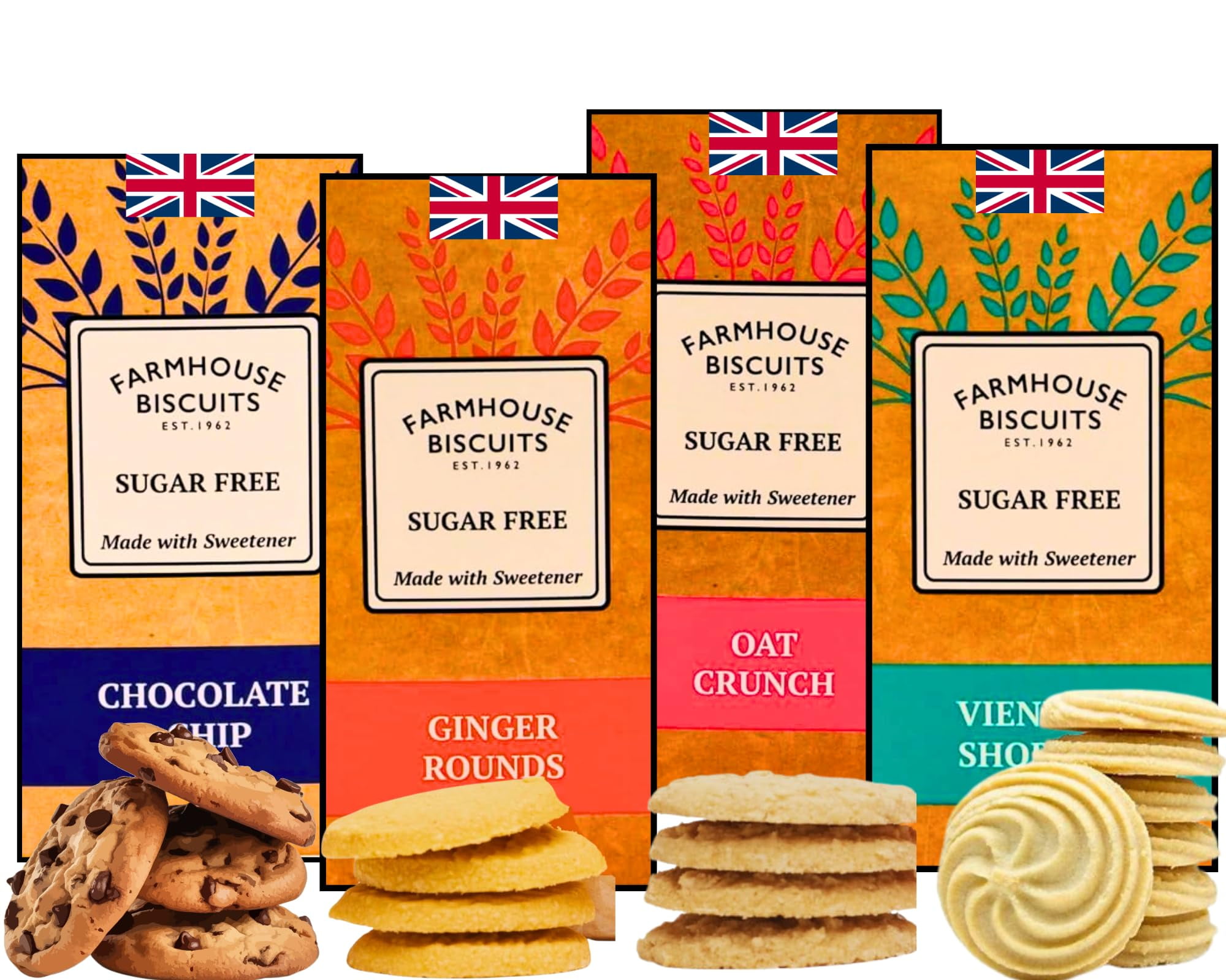 British Imported Farmhouse SCH4 Biscuits Sugar Free Assorted Cookie ...