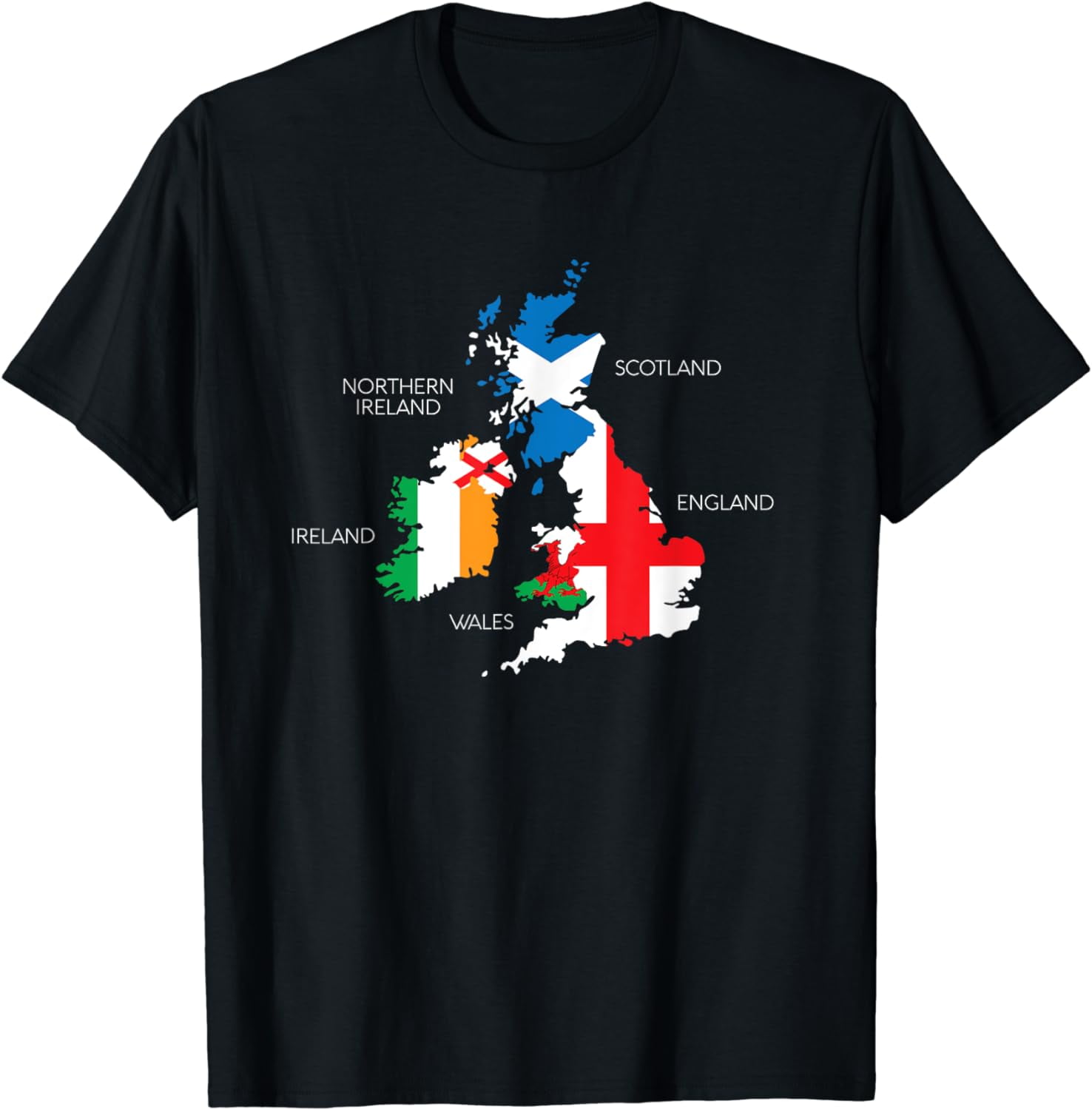 British Isles Sea Ireland Scotland Wales England Map Coins T-Shirt ...
